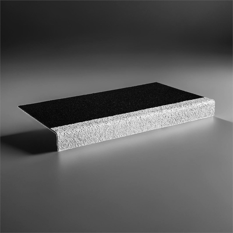 Premium BLACK GRP Anti Slip Stair Tread Cover With WHITE Nose
